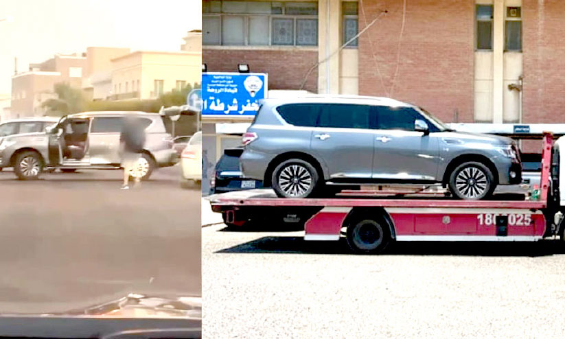 Kuwait City Traffic Violation: Arrested Driver Blocks Traffic and ...